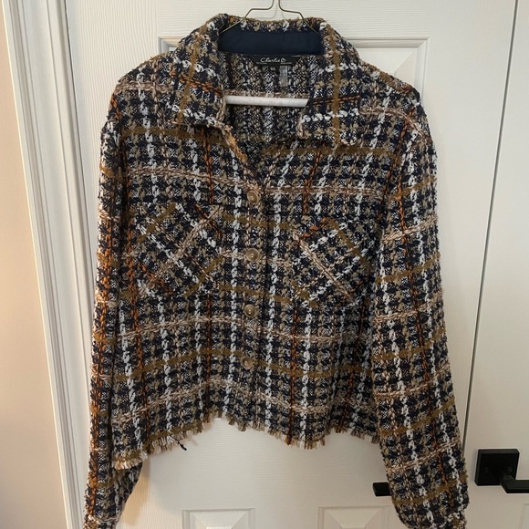 CHARLIE B | Jackets & Coats | Charlie B Plaid Jacket Navy White Brown ...
